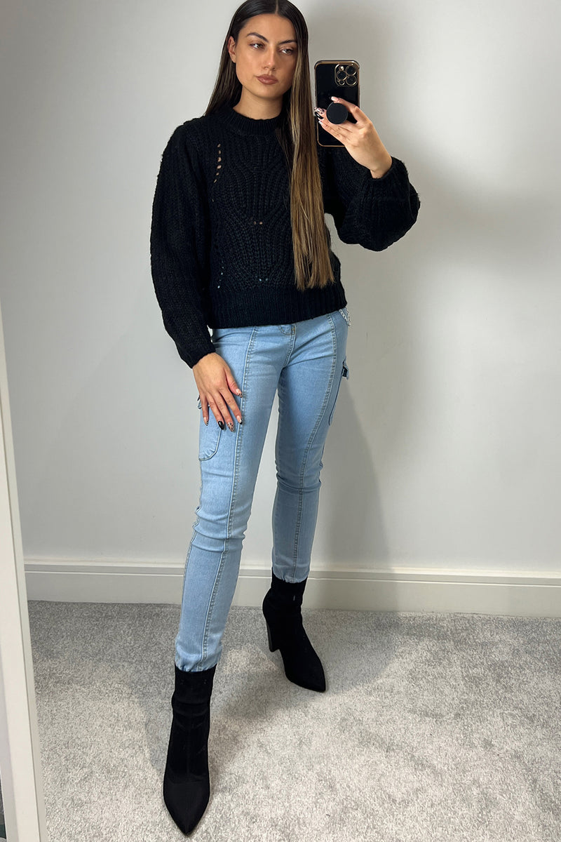 Brianna Black Chunky Knit Jumper – LASULA