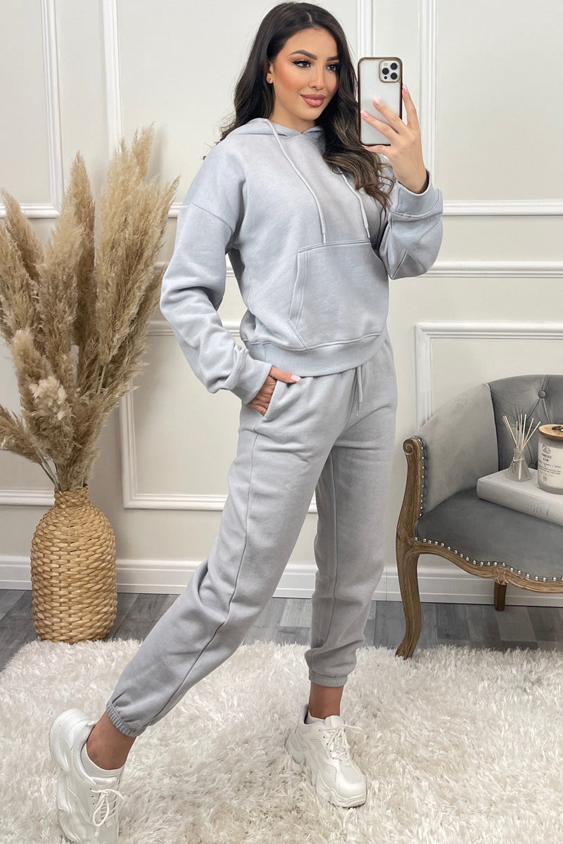 Lasey Grey Pocket Detail Hoodie and Joggers Tracksuit Set – LASULA