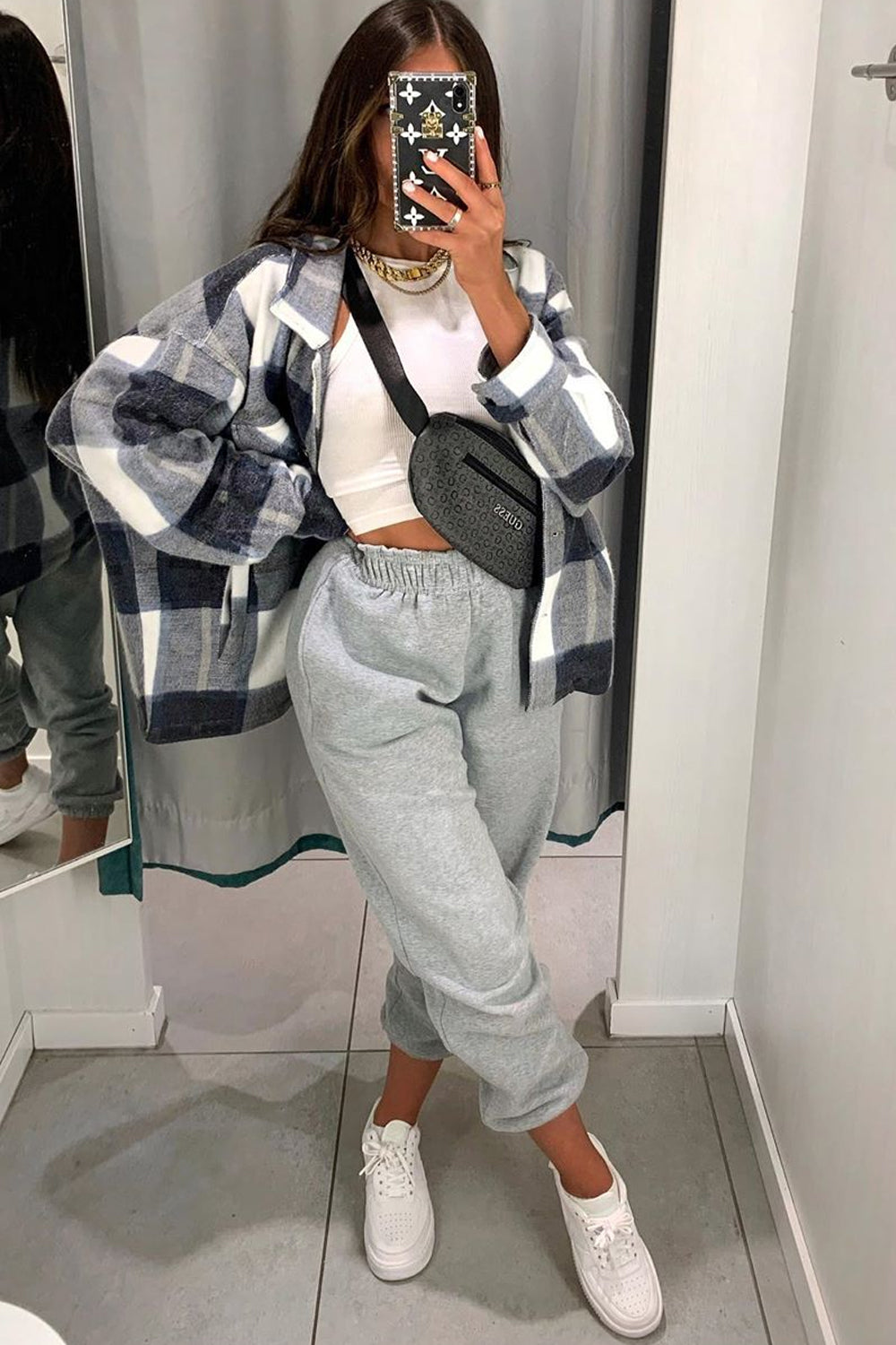 Darcy Blue Check Oversized Shacket – LASULA